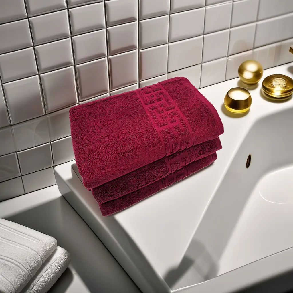 Set 3 Prosoape de Lux 70×130cm 100% Bumbac Pieptanat 650 g/mp-Burgundy ...